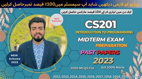 Cs201 Midterm Exam Preparation 2024 Chapter Wise Mcqs Midterm Exam