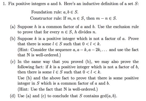 Solved 1 Fix Positive Integers A And B Heres An Inductive
