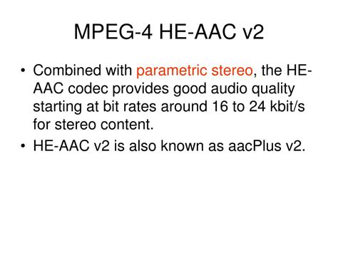 Ppt An Overview Of Perceptual Audio Coding And Mpeg Aac Powerpoint Presentation Id1215812