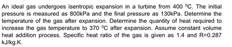 Solved An Ideal Gas Undergoes Isentropic Expansion In A