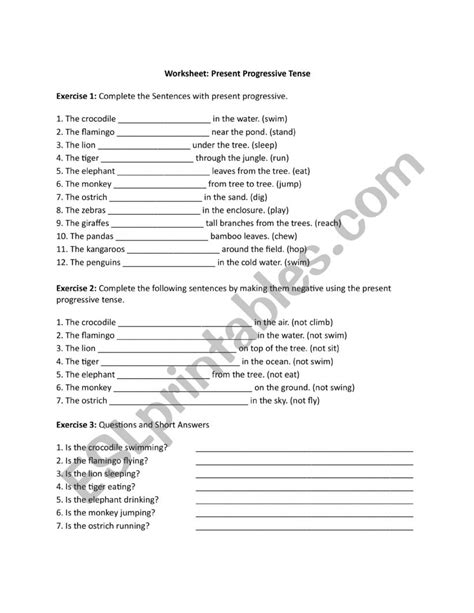 Present Progressive Esl Worksheet By Avici