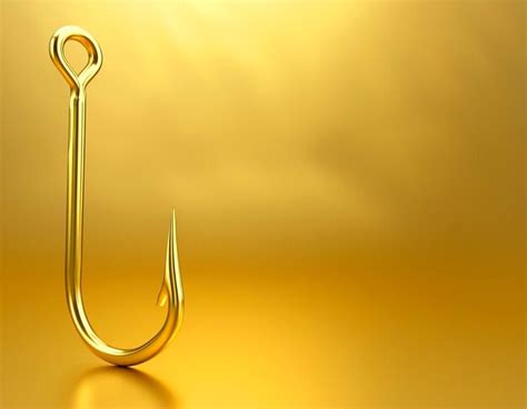 Golden Fish Hook Premium Ai Generated Image