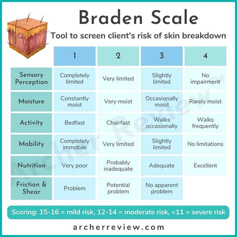 Archer Nursing On Instagram The Braden Scale Is A Tool That Helps Us Identify Clients At High