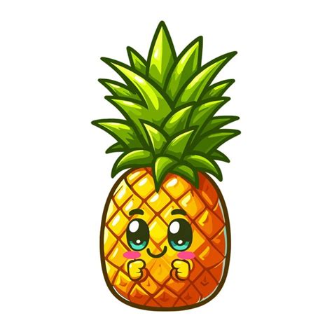 Una Adorable Ilustración De Dibujos Animados De Piña Vector Premium