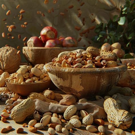 Various Nuts And Peanuts Painting Premium Ai Generated Image