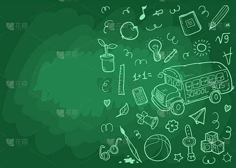 回到学校的概念背景与涂鸦。绿色学校董事会。矢量图