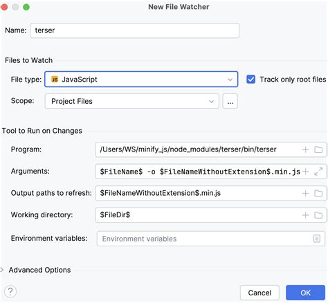 Minifying Javascript Webstorm Documentation