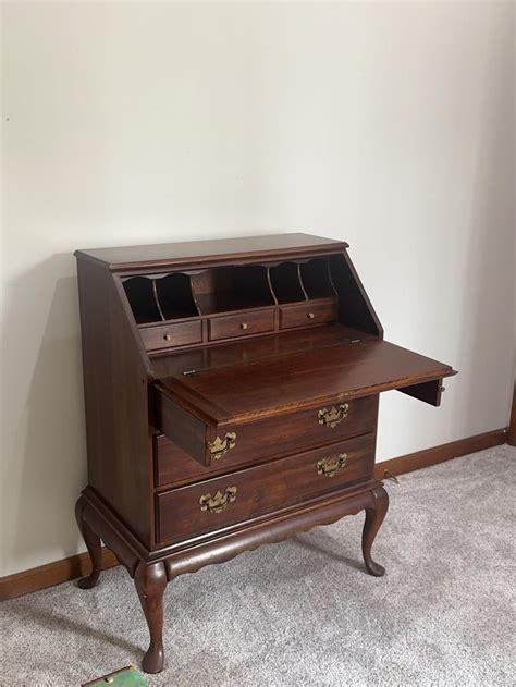 Sold At Auction Vintage Wooden Secretary Desk With Intricate Details