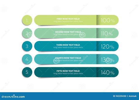 Table Schedule Design Template With 5 Row Stock Vector Illustration Of Price Chart 94339438