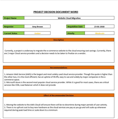 Project Decision Document Itsm Docs Itsm Documents And Templates