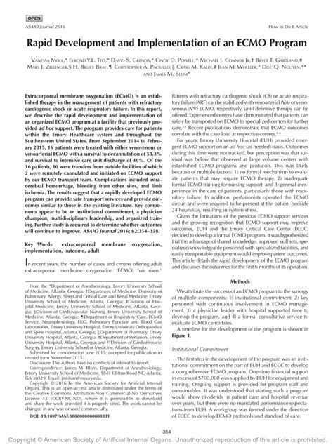 Pdf Rapid Development And Implementation Of An Ecmo Program