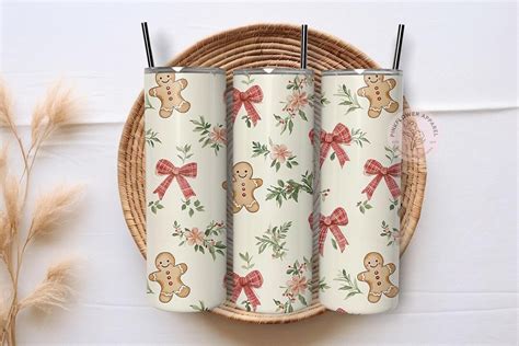 Gingerbread Christmas Tumbler Watercolor Christmas 20oz Tumbler Cute