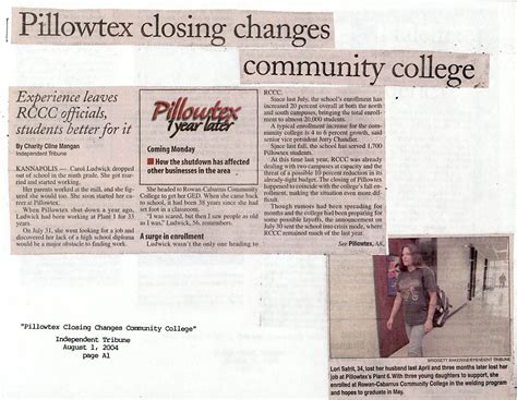 Rowan Cabarrus Reflects On The 20th Anniversary Of Pillowtex Closing Rowan Cabarrus Community