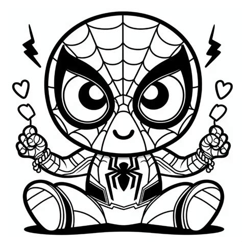 Spiderman Kawaii Para Colorear