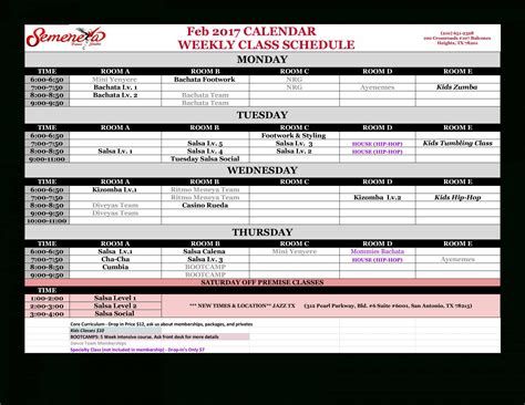 41 Free Printable Dance Class Schedule Template Layouts With Dance Class Schedule Template