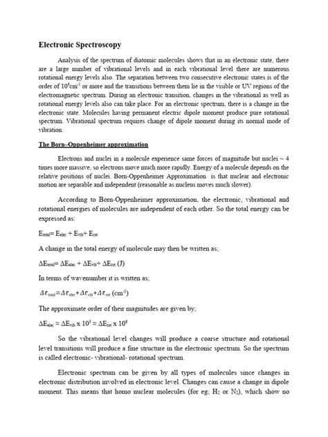 Electronic Spectroscopy Pdf Energy Level Absorption Spectroscopy