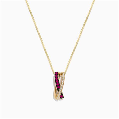 Ruby Royale 14k Yellow Gold Ruby And Diamond Crossover Pendant