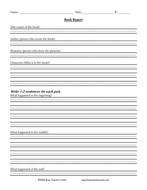 4th Grade Book Report Template 4th Grade Book Report Template Etsy