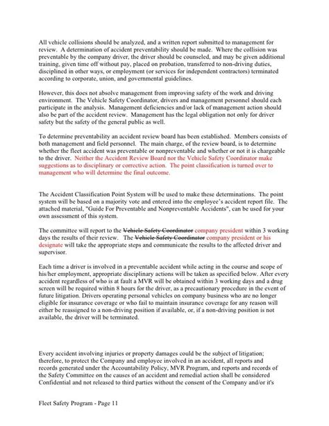 Fleet Safety Policy Template