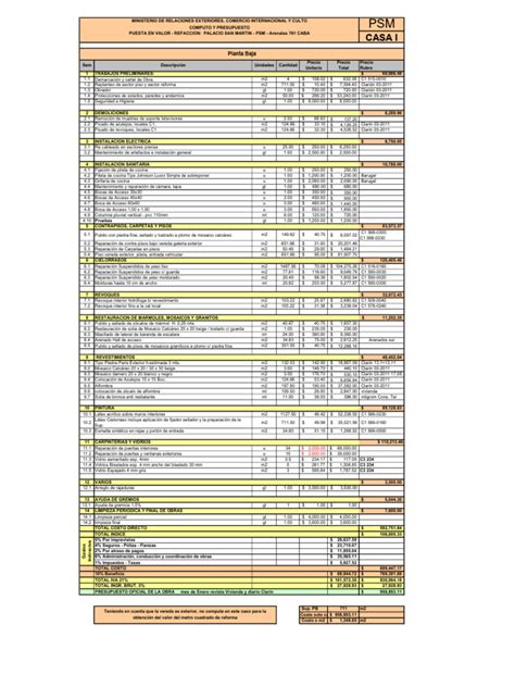 Modelo Computo Y Presupuesto Pdf Materiales Ingeniería De Edificación