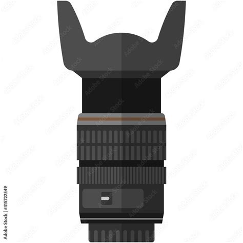 Camera Zoom Lens Side View Isolated Vector Isolated On White Stock
