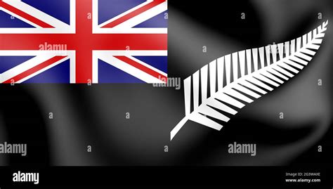 Silver Fern Flag Black Ensign Flag Of New Zealand 3d Illustration