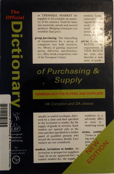 The Essential Dictionary Of Purchasing And Supply Terminology For Buyers And Suppliers Amazon