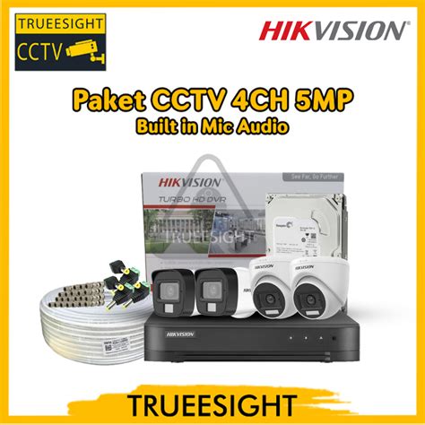 Jual Paket Pasang 4ch Hikvision Built In Mic Audio 5mp Shopee Indonesia