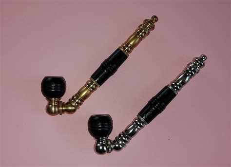 Jj Deluxe Recreational Smoking Brass Nickel Pipe Old School The 70s Look Etsy