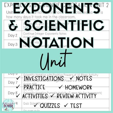 Exponents And Scientific Notation Unit Bundle Notes Practice Homework 8th