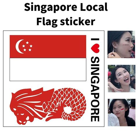 Tattoo Sticker I ️ Singapore Sticker Merlion Tattoo Flag Stickers Ndp