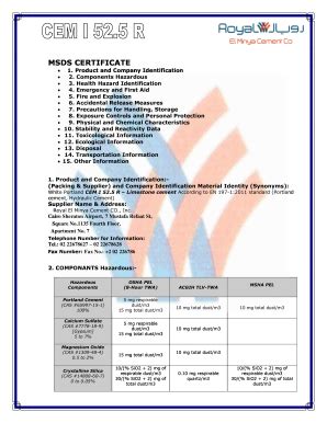 Fillable Online MSDS CERTIFICATE Fax Email Print PdfFiller