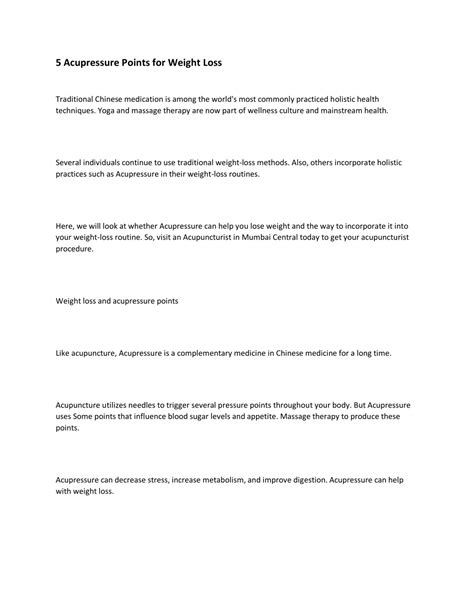 Ppt 5 Acupressure Points For Weight Loss Powerpoint Presentation