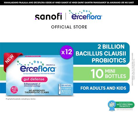 Erceflora Gut Defense Probiotic Supplement 10 Mini Bottles X 5ml For