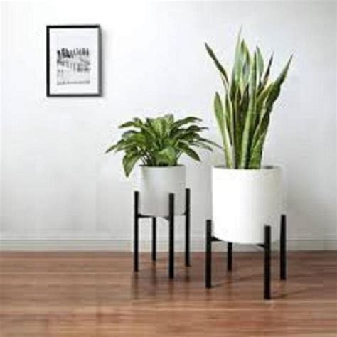 Small Plant Pot Stand Decor Black Squre Shape Black Darazpk