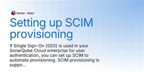 Set Up Scim Sonarqube Cloud Sonar Documentation