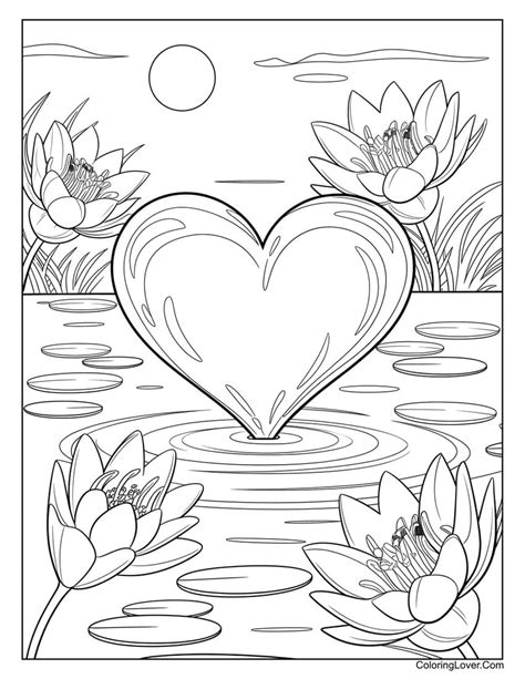 Heart And Flowers Coloring Pages