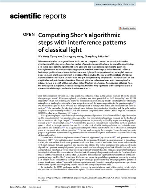 Pdf Computing Shors Algorithmic Steps With Interference Patterns Of