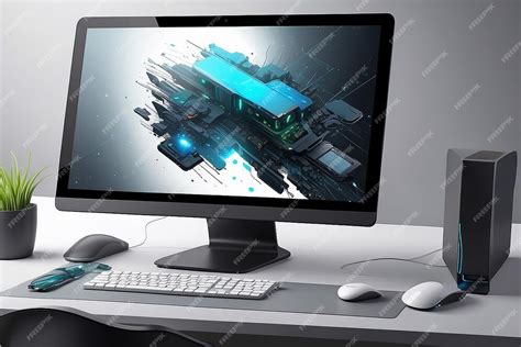 Modern Desktop Computer Concept Illustration Premium Ai Generated Image