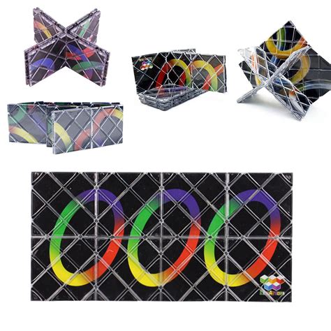 Nizeluk 8 Panel Fidget Puzzle Cube Stress Relief Toy With 3 Rings