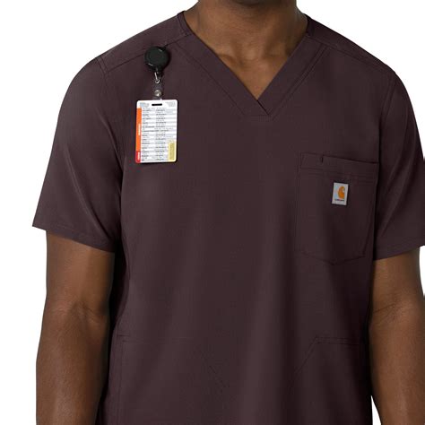 Carhartt Force Cross Flex Mens V Neck Scrub Top Dark Sepia Wink Scrubs