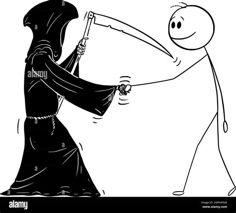 Person Shaking Hands With Death Or Grim Reaper Vector Cartoon Stick