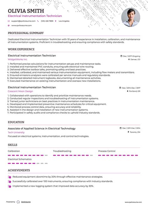 10 Electrical Instrumentation Technician Resume Samples And Templates