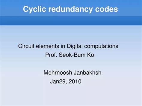 ppt cyclic redundancy codes powerpoint presentation free download
