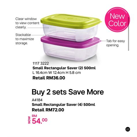 Tupperware Small Rectangular Saver 500ml 2pcs Shopee Malaysia