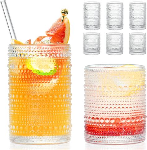 12 Piece Drinking Cup Set 118 Ounce Vintage Glass Drinking Cup Set