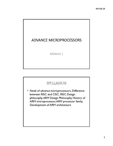 Module 1 Exam Preparation Notes On Advanced Microprocessors Studocu