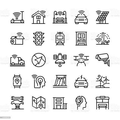 Vector Illustration Graphic Of Smart City Editable Stroke Size Simple