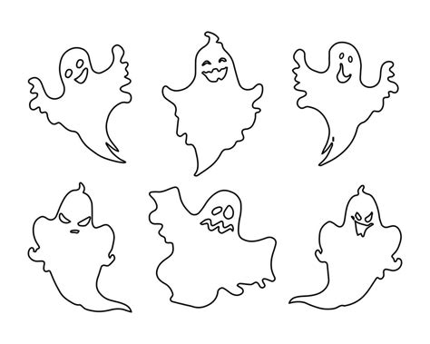 Ghost Outline Icons Set Halloween Ghosts Festive Decor Elements