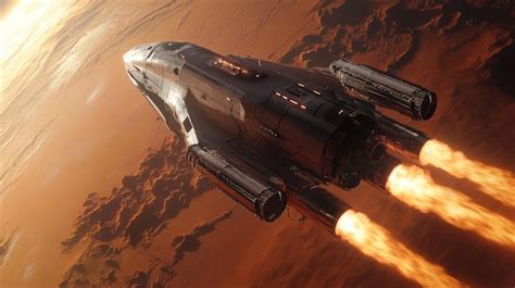 Spaceship Taking Off From Earth Heading Premium Ai Generated Image